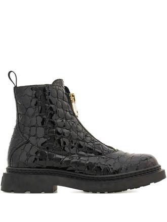 Ferragamo Stiefel mit Kroko-Effekt - Schwarz