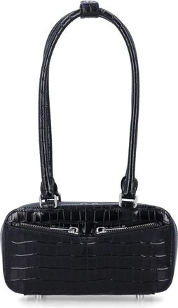 Self Portrait Femme, Sacs, Noir, Taille: ONE Size Mini sac &agrave; bandouli&egrave;re en cuir effet croco