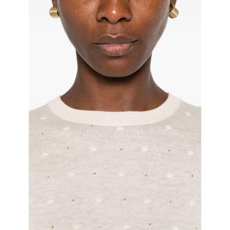 Max Mara Polka-Dot Silk & Wool Sweater - Beige