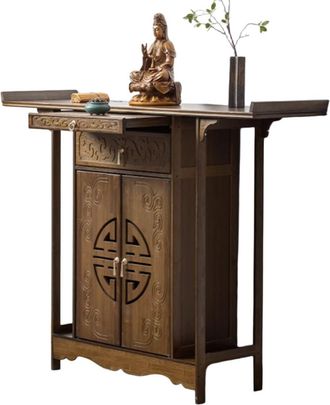 Generic Hausaltar, pers&ouml;nlicher Schrein-Altartisch, Buddha-Nischen-Altarschrank aus Bambus, chinesischer Meditations-Buddha-Tisch mit Stauraum, f&uuml;r Entspannun