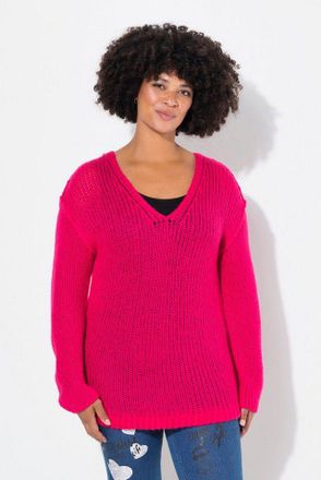 Angel Of Style Strickpullover Pullover oversized Ballon&auml;rmel V-Ausschnitt
