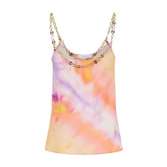 Paco Rabanne Oranger Satin Drapiertes &Auml;rmelloses Top - - Tops - Damen - Mehrfarbig - S