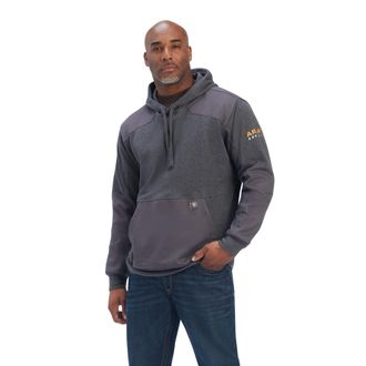 Ariat Mens Rebar Workman DuraCanvas Hoodie Long Sleeve in Charcoal Heather, Size X-Large, by Ariat