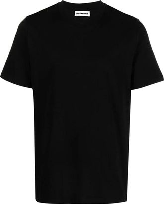 Jil Sander Homme, Tops, Noir, Taille: XL T-shirt en coton à col rond