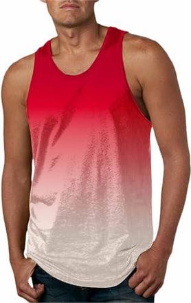 Generic DENGJIAMY D&eacute;bardeur d&eacute;grad&eacute; pour homme, grande taille, col en U, chemises d&eacute;contract&eacute;es pour les vacances, la plage, chemises hawa&iuml;ennes sans manches 