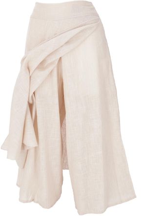 Guru Shop Ethno Hosenrock, Boho Maxirock, Sommerrock - Leinenfarben, Damen, Baumwolle, Size:L/XL