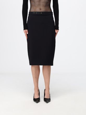 Elisabetta Franchi Jupe crayon midi en cr&ecirc;pe &agrave; taille haute avec fente
