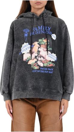 Msgm Msgm, Femme, Sweatshirts et sweats &agrave; capuche, Noir, Taille: 36 FR Family Business Sweat &agrave; Capuche en Coton