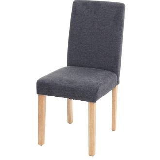 Mendler Mendler - Chaise de salle &agrave; manger Littau, chaise de cuisine, tissu/textile - gris anthracite, pieds clairs