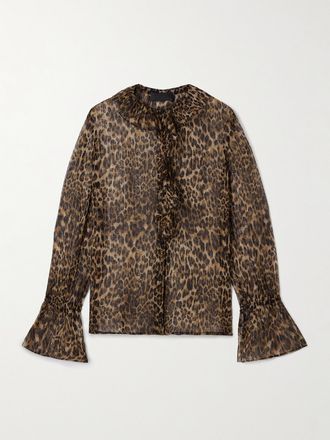 Nili Lotan Cecily Bluse Aus Chiffon Aus Einer Metallic-seidenmischung - Animal-Print