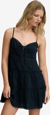 Superdry Sommerkleid CHEESECLOTH TIERED MINI DRESS aus Baumwolle, Relaxed Fit, ohne &Auml;rmel, pflegeleichtes Webmaterial