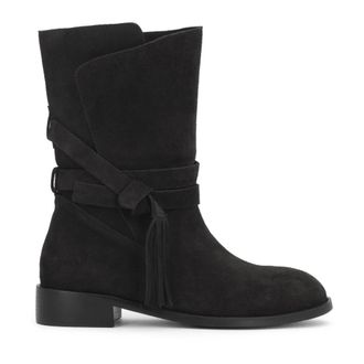 Kazar Bottines en daim noir avec liser&eacute; et cha&icirc;nettes - Femme - Chaussures - Noir - Taille: 35 EU