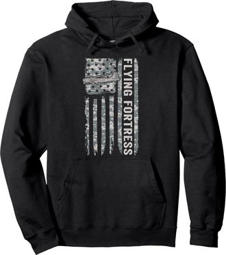 The Salty Veteran Flying Fortress Amerikanische Flagge WW2 Camo B17 Pullover Hoodie