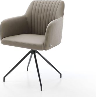 DELIFE Esszimmerstuhl Greg-Flex Echt-Leder Schlamm Kreuzgestell konisch Schwarz Taschenfederkern, Esszimmerstühle