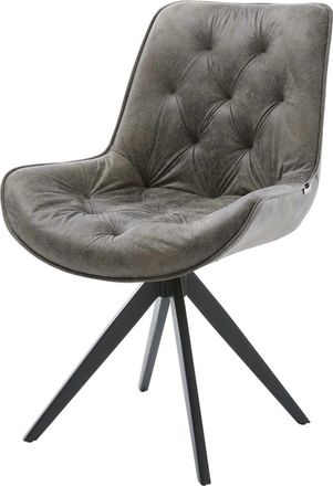 DELIFE Polsterstuhl Taimi-Flex Kreuzgestell kantig Schwarz Mikrofaser Grau Antik