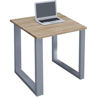 ebuy24 Lona Schreibtisch 80x80 cm U-Gestell Sonoma-Eiche dekor/Silberfarbig