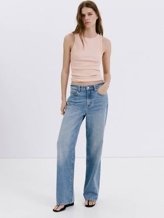 Mango Top c&ocirc;tel&eacute; en coton rose pastel - Femme - L - MANGO