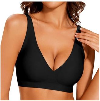 Generic Soutien-gorge 2026 pour femme avec d&eacute;collet&eacute; en V profond sans armatures Couverture compl&egrave;te T-shirt confortable sans couture pour tous les jours, Noi