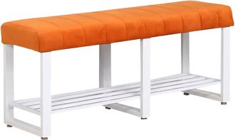 Generic Samtgepolsterte Schuhbank Mit Metallbasis for Eingangsbereich, Schlafzimmer, Wohnzimmer, Wohnzimmer, Schlafzimmer, Garage, Fußstützen-Organizer(Orange