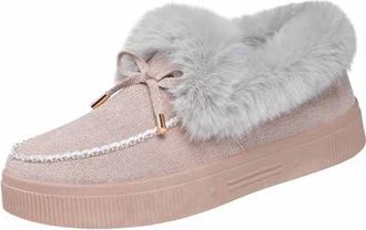 Generic Mocassins en polaire confortables pour femme - &Eacute;l&eacute;gantes - Couleur unie - Noeud - Semelle &eacute;paisse - Chaudes - &Agrave; enfiler - Chaussures de marche plates 