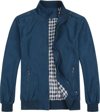 AlltheMen Herren Bomberjacke mit Stehkragen, &uml;&sup1;bergangsjacke f&uml;&sup1;r den Herbst, l?ssige Sportjacke Blau