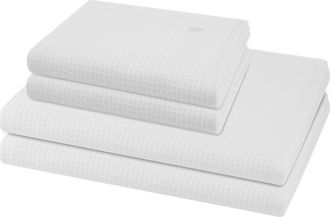 ROSS 4 teiliges Frottier-Set - Pique (2 X Handtuch 2 X Duschtuch im Set) - 520 g/m2 - Baumwolle - Pique - saugstark - weich und flauschig - Ecru