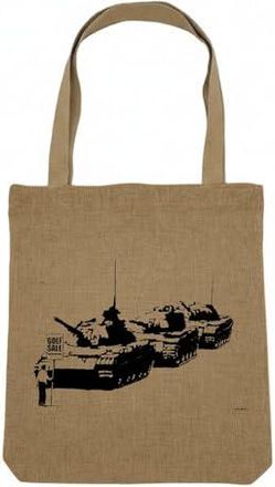 Fabulous Sac Shopping Tote Bag Aspect Lin - Banksy Golf For Sale Tank Tiananmen Chine Street Art - Sac de Courses Toile Epaisse 360g Beige Naturel Cabas Port&eacute; 