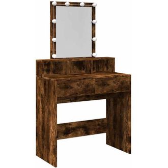vidaXL Vidaxl - Schminktisch mit LED-Beleuchtung R&auml;uchereiche 80x41x144,5 cm