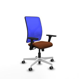 Piqueras y Crespo Schreibtischstuhl Home Office mit 3D-Armlehnen, h&ouml;henverstellbare Lendenwirbelst&uuml;tze, ausgestattet mit 3 Positionen und Schneideschaum, Blau/Braun