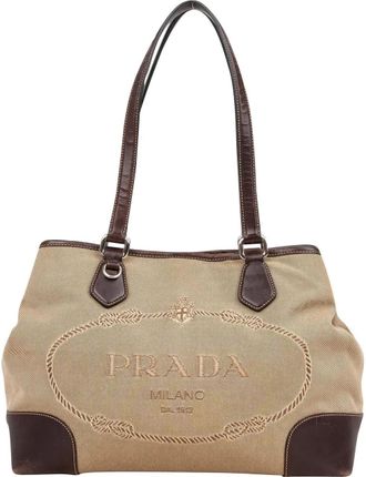 Prada Crossbody Bags - Prada Jacquard Triangle Shoulder Bag - Gr. unisize - in Beige - f&uuml;r Damen