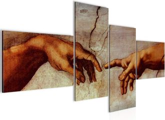 Runa Art Bild Modern Creation of Adam Michelangelo - Made in Germany - Wandbilder H&auml;nde Erschaffung Adams 4 Teilig 700142a