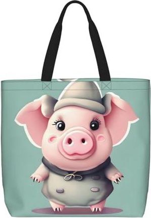 Generic Cochon Mignon Sac Fourre-Tout Grand Sacs De Courses R&eacute;utilisable Sac A Main Femmes Pour Plage Travail Voyage