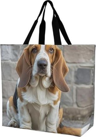Generic Basset Hound Sac Fourre Tout R&eacute;utilisable Tote Bag Pliable Sac Fourre-Tout Pour Gym Travail Universit&eacute;