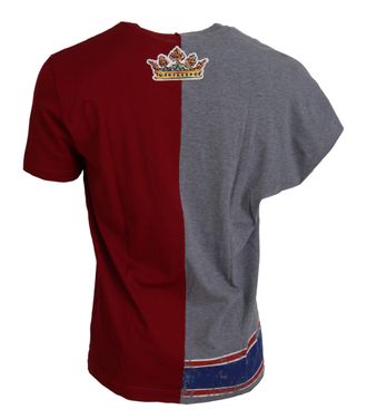 Dolce & Gabbana Mens Red Gray Two Model Dg Angel Crewneck T-Shirt Cotton