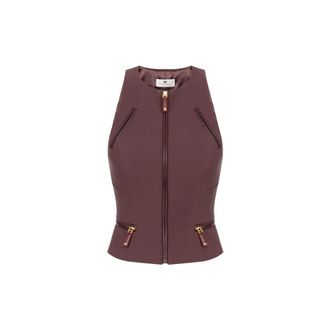 Elisabetta Franchi Femme, Tops, Rouge, Taille: 44 FR Top avec D&eacute;tails Zipp&eacute;s