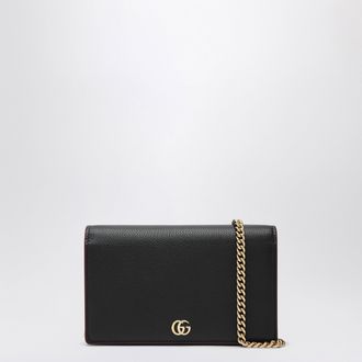 Gucci GG Marmont Geldb&ouml;rse mit Kette schwarz/rot