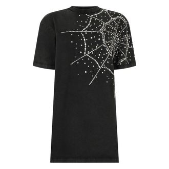 Philipp Plein T-Shirt-Kleid Spiderweb Strass - - Dresses - Damen - Schwarzk - S