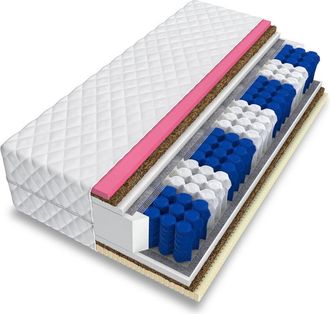 FDM Matratze Taschenfederkern 100x200 7 Zonen Latex Kokos Visco H3 H4 DOLCE MAX 28cm