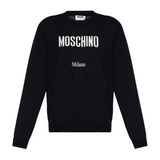 Moschino Homme, Pulls, Noir, Taille: L Pull &agrave; col roul&eacute; avec logo brod&eacute;