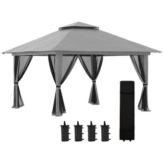 OUTSUNNY Tonnelle barnum de jardin pop-up pliant 3,92L x 3,92l x 2,83H m sacs de lestage et transport inclus gris
