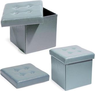 Trade Shop Trade Shop Traesio - Trade Shop - würfelförmiger kunstlederpuff box puff fussstütze farbe - Grau