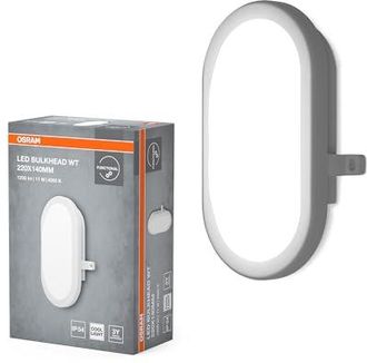 Osram LED Wandleuchte 11W Bulkhead, 4000K, 840 lm, IP54, IK06, stoßfest, weißes Polycarbonat-Gehäuse, Abstrahlwinkel 120°, für Keller und Garagen