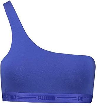 Puma Top en Forme de coeur à épaules dénudées Brassière de Sport, Bleu Marine, L Femme