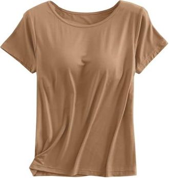 Generic D&eacute;bardeur de sport pour femme avec soutien-gorge int&eacute;gr&eacute; mignon &agrave; manches courtes sans manches Y2K - Pour course &agrave; pied, col rond, printemps - D&eacute;barde