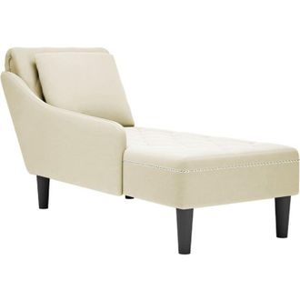 vidaXL Fauteuil long avec coussin et accoudoir droit cr&egrave;me velours - Vidaxl