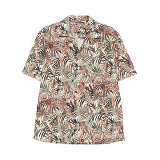Daniele Alessandrini Homme, Chemises, Multicolore, Taille: L Chemise en coton avec manches courtes imprim&eacute;es de feuilles