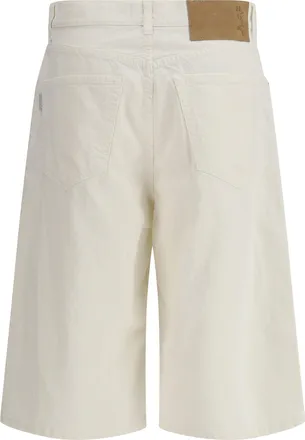 Haikure Womens Becky Twill 45 Bermuda Shorts Off White Cotton; Linen