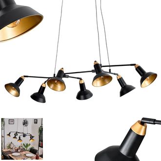 HOFSTEIN Pendelleuchte Toftbyn, moderne Hängelampe aus Metall in Schwarz/Goldfarben, Leuchte im Retro/Vintage-Design, Höhe max. 150 cm, Länge 116 cm, 7 x E14, 