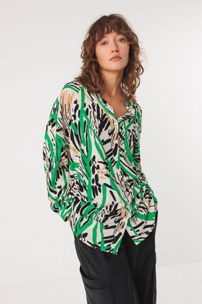 SKFK Damen vegan Hemd Amagoia Mehrfarbig Gr&uuml;n/Schwarz