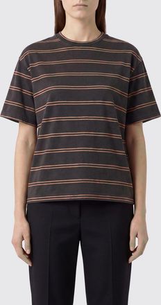Jil Sander T-shirt &agrave; rayures en coton avec &eacute;paules tombantes